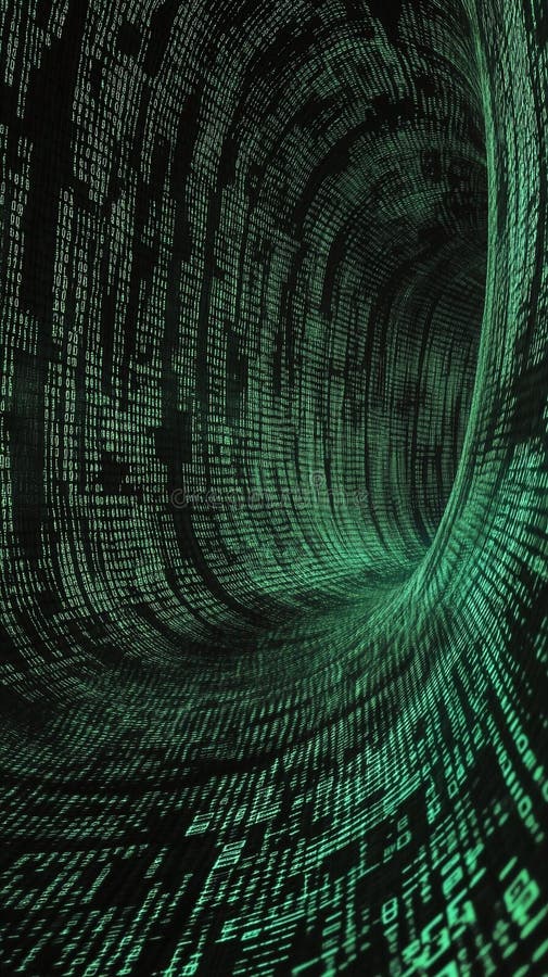 A Digital Cave System with Walls Covered in Flowing Streams of Binary ...