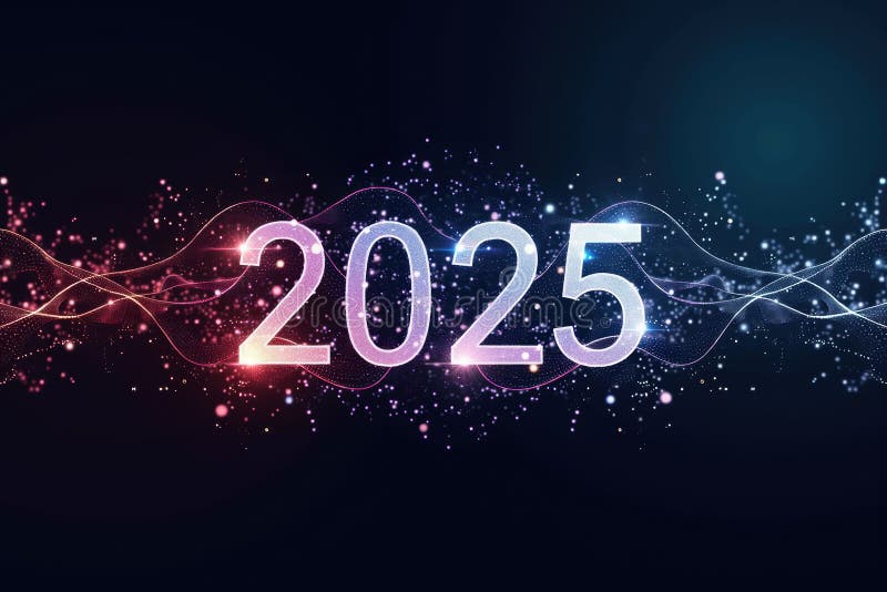 Digital Celebration of 2025 with Colorful Light Effects and Sparkling ...