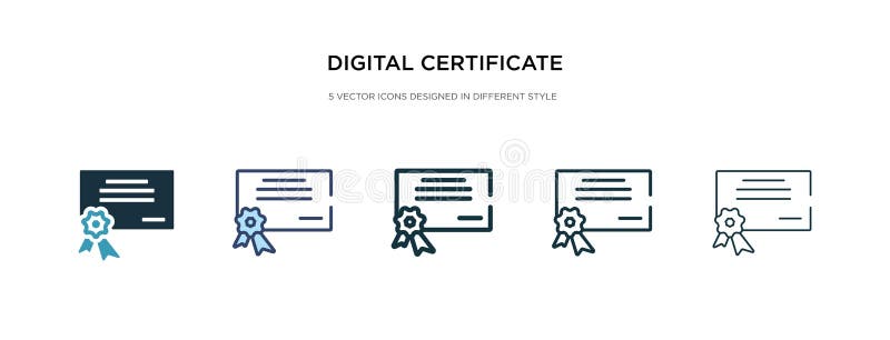 Digital Certificate Icon in Different Style Vector Illustration. Two ... Digital Certificate Icon in Different Style Vector Illustration. Two ...