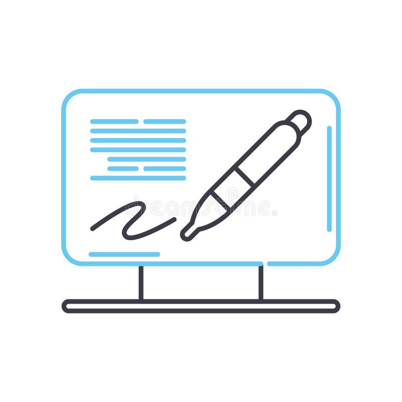 Digital Certificate Line Icon, Outline Symbol, Vector Illustration ...