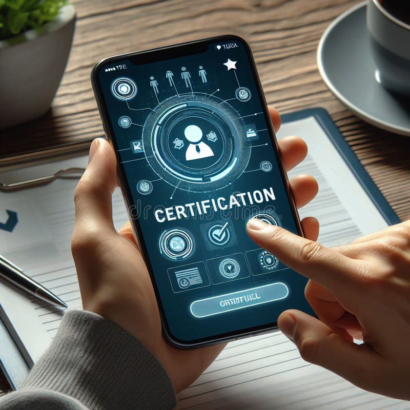 Digital Certification: a User Completing an Online Assessment Stock ...