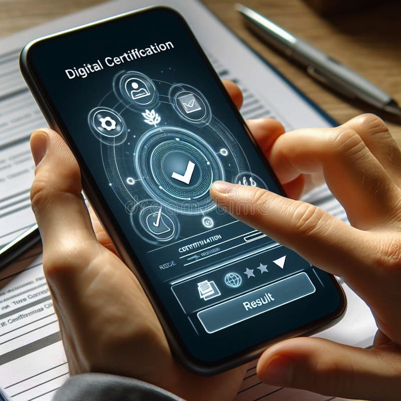 Digital Certification: a User Completing an Online Assessment Stock ...
