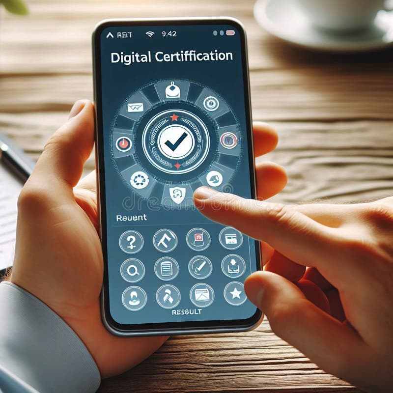 Digital Certification: a User Completing an Online Assessment Stock ...