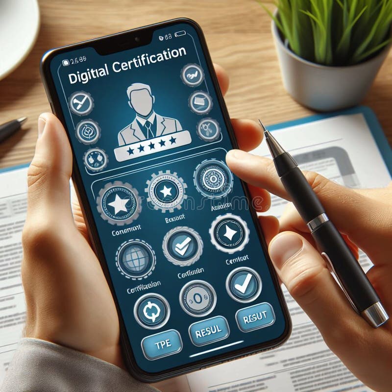 Digital Certification: a User Completing an Online Assessment Stock ...