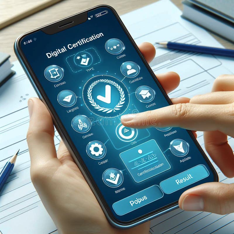 Digital Certification: a User Completing an Online Assessment Stock ...