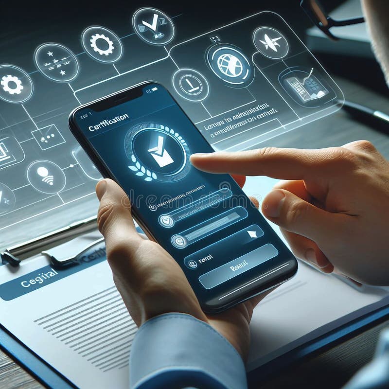 Digital Certification: a User Completing an Online Assessment Stock ...