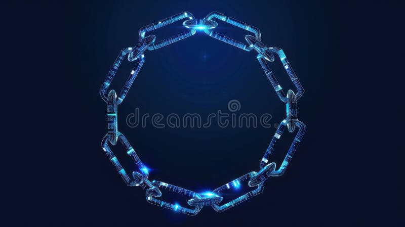 Digital Chain in Circular Formation with Blue Light Symbolizing Secure ...