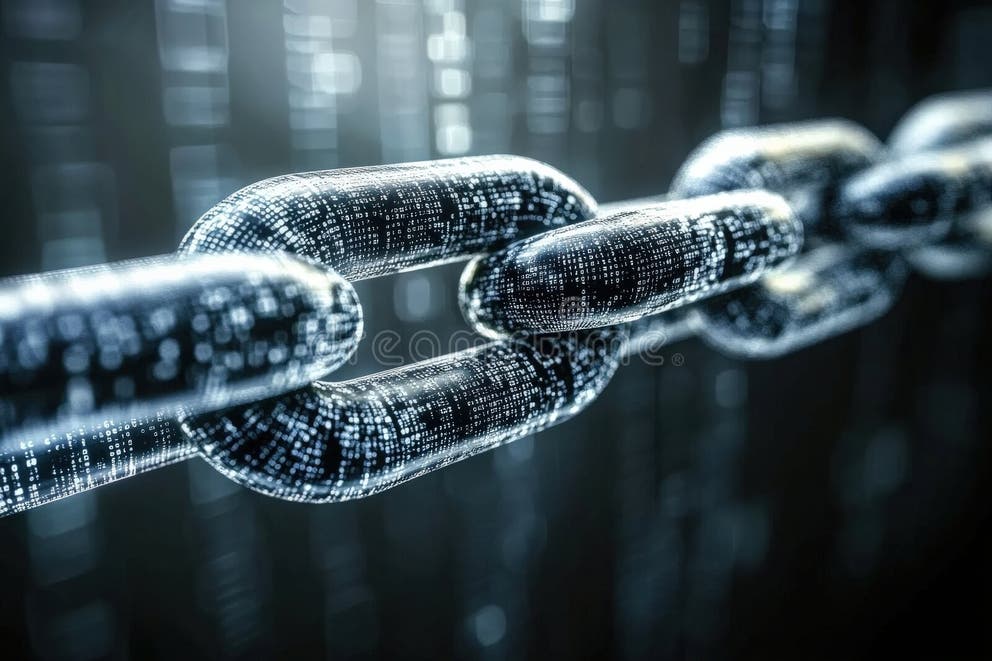 Digital Chain Connection and Data Flow Stock Illustration ...