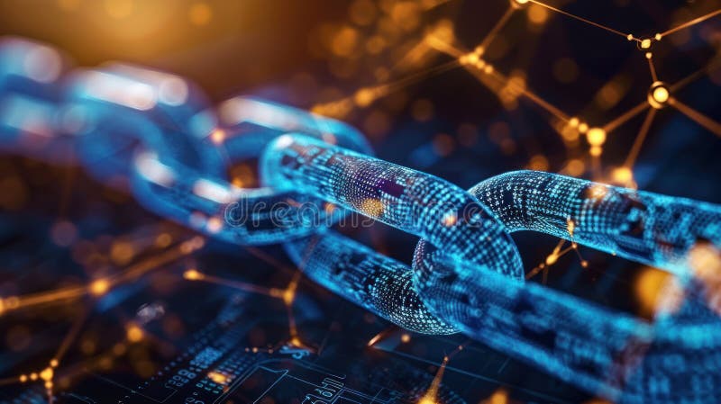 Digital Chain with Data Encryption and Network Connections Stock ...
