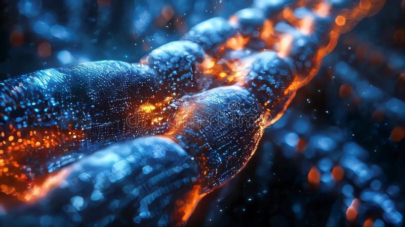 Digital Chain with Illuminated Data Points, Symbolizing Blockchain Technology and Secure Data ...