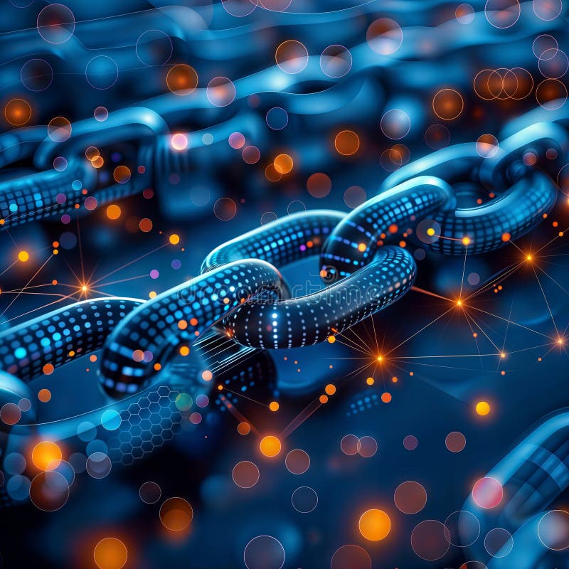 Digital Chain: Interlinked Chain Links with Glowing Particles ...