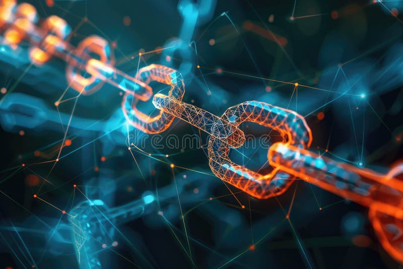 Abstract Blockchain Network Background, 3d Render Stock Illustration ...