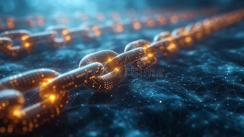 Digital Chain Link Abstract Stock Illustration - Illustration of secure ...