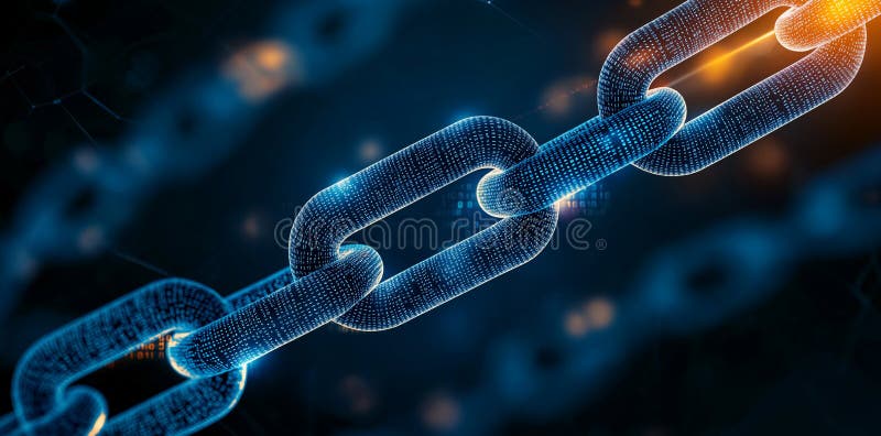 Digital Chain Link in Futuristic Design with Glowing Elements Stock ...