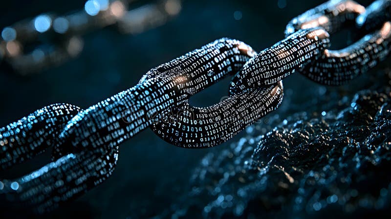 Digital Chain Links with Binary Code Design Stock Illustration ...