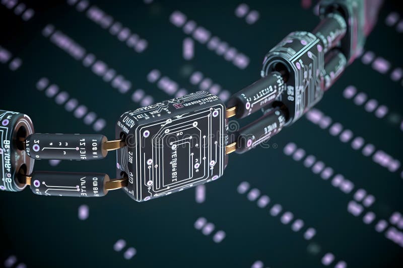 Digital Chains with Coding. Blockchain Concept Stock Illustration ...