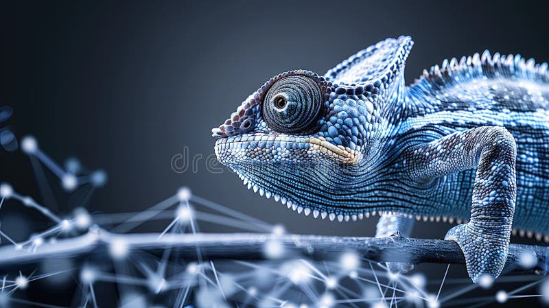 Digital Chameleon in Neon Colors. Big Data Visualization. Information ...