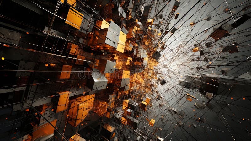 Digital Chaos in the Form of Many Points and Lines Stock Illustration ...