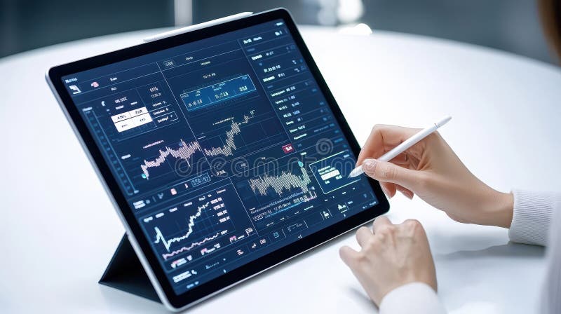 Digital Chart Analysis on Tablet Financial Data Investment Stock ...