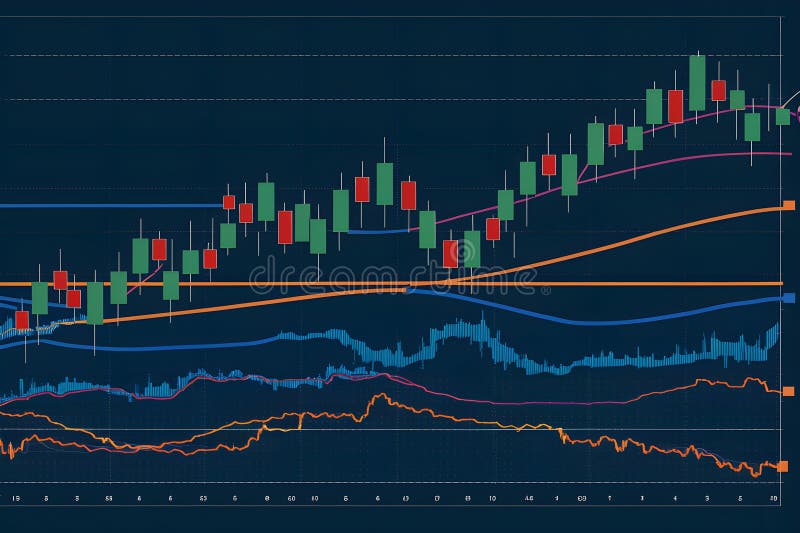 Digital Chart Shows Candlestick Patterns in Green and Red, with Trend ...