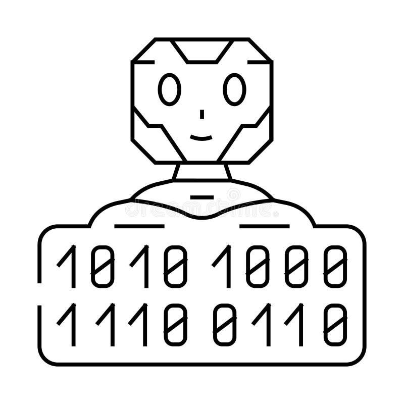 Digital Chat Bot Line Icon Vector Illustration Stock Illustration ...