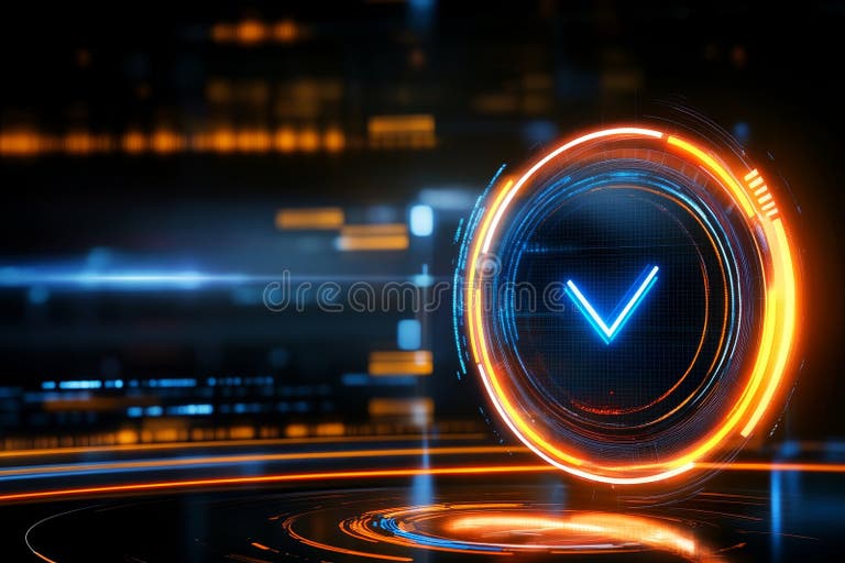 Digital Check Mark Interface Futuristic Technology Digital Verification ...