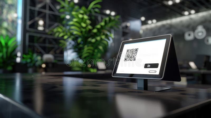 Digital Check-in Tablet at Modern Reception Desk. Generative Ai Stock ...