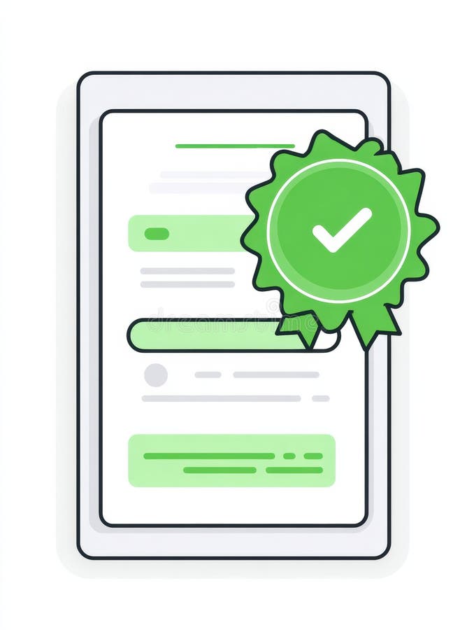 Digital Checklist with Approval Badge for Task Completion on a Mobile ...