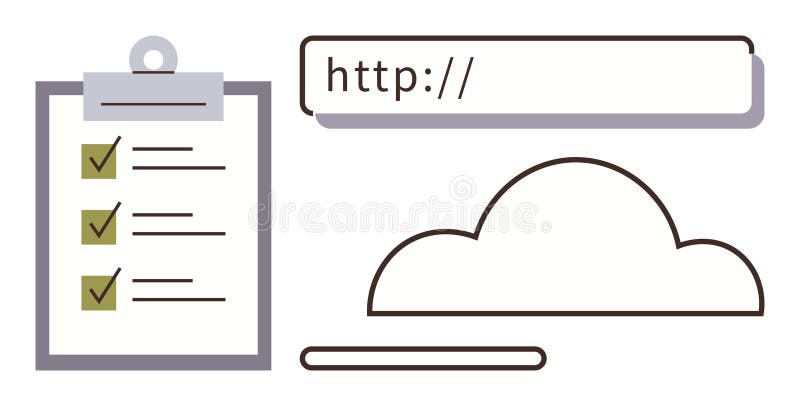 Digital Checklist with Cloud Synchronization and Web Address Input Stock Vector - Illustration ...