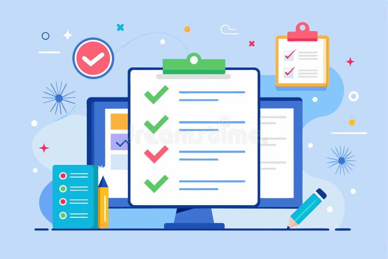 A Digital Checklist Displayed on a Computer Screen, Featuring Checked ...