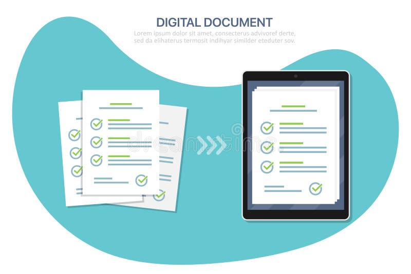 Digital Checklist Document in Tablet and Paper in a Flat Design. Vector ...