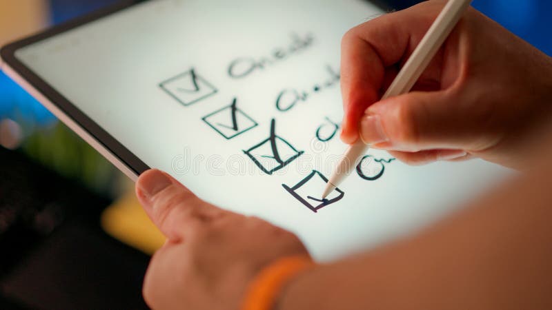 Digital Checklist Marked Tasks Completion Tablet Screen Stock Photo ...