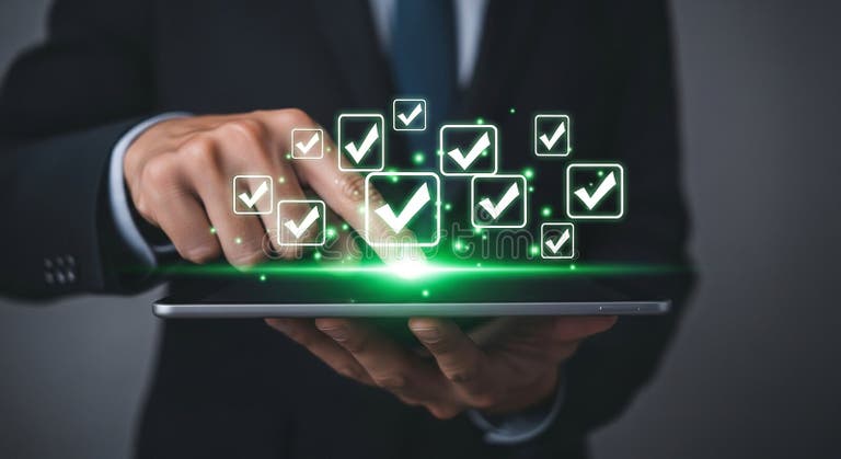 Digital Checklist on Tablet for Project Management and Task Completion ...