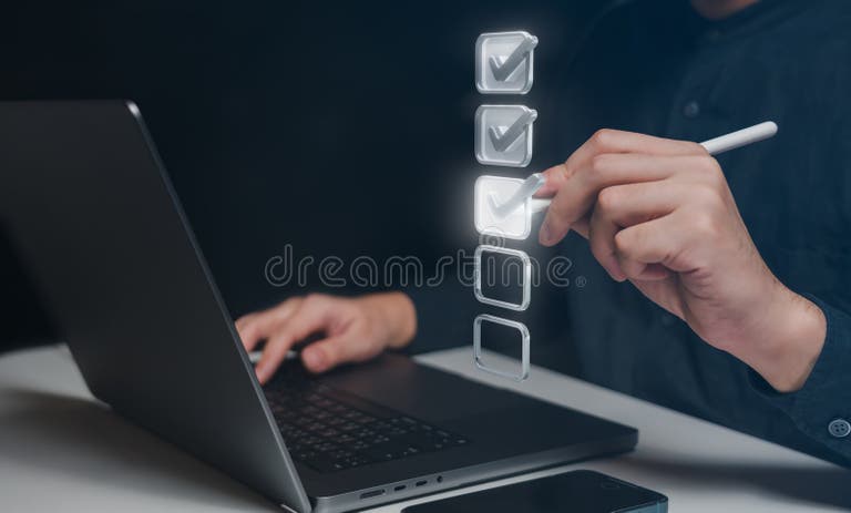 Digital Checklist with Virtual Task Completion Concept Stock ...