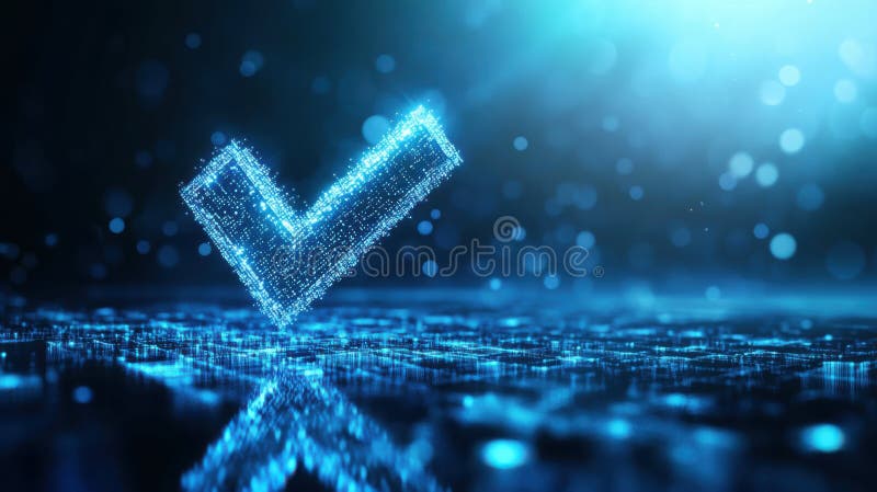 Digital Checkmark in Futuristic Blue Light for Technology and Data ...