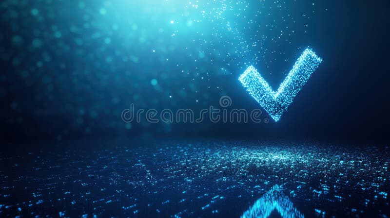 Digital Checkmark in Futuristic Neon Blue Background for Technology ...