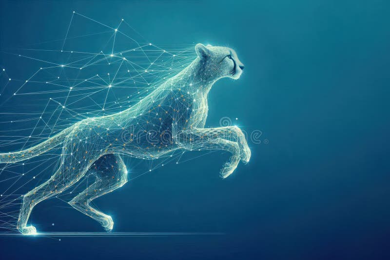 A Digital Cheetah Form Consisting of Network Lines. Space for Text ...