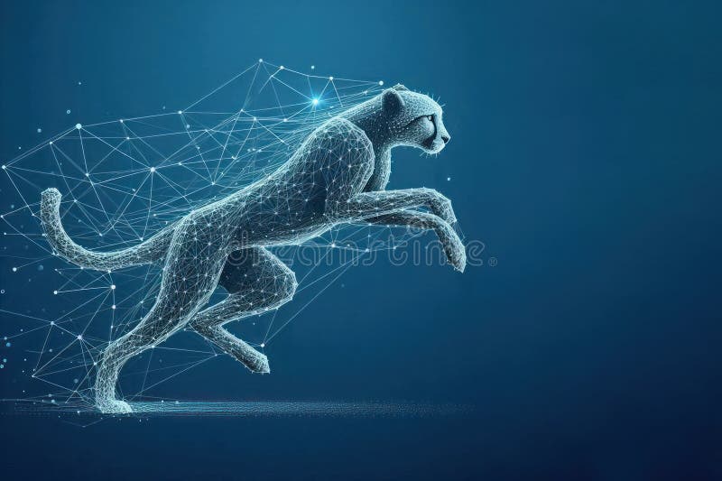 A Digital Cheetah Running through a Network of Lines. Space for Text ...