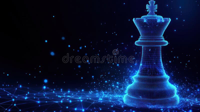 Digital Chess King on Abstract Network Background Stock Illustration ...