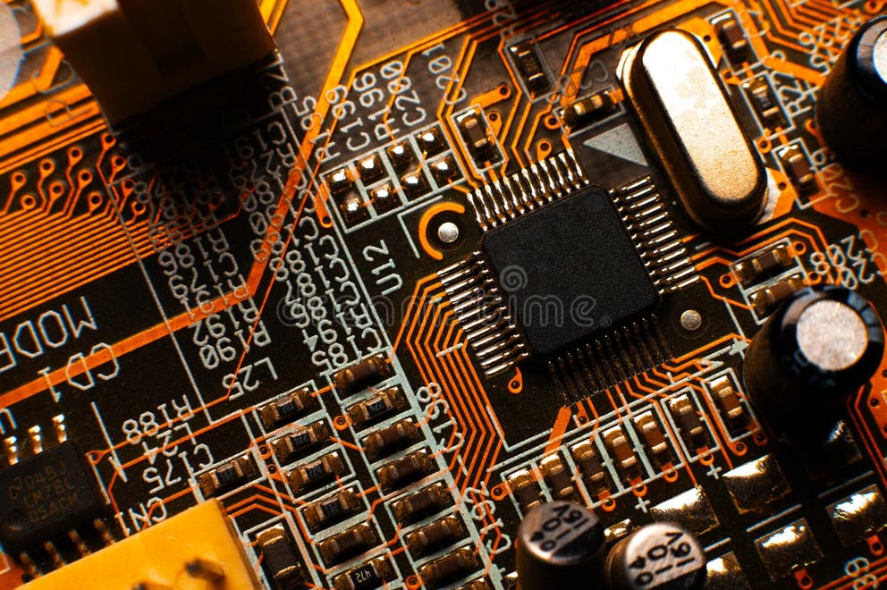 Digital Chip, Abstract Background, Technology, Motherboard. Close-up of ...