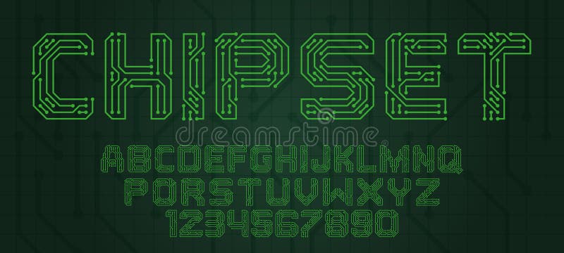 Digital Chip Circuit Font. Tech Typography, Alphabet Letters and ...
