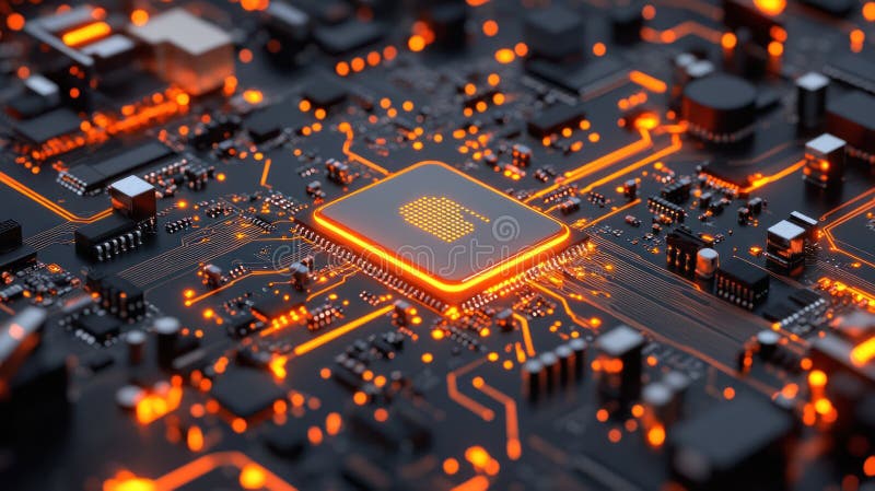 Digital Chip Technology Background with Central Computer Processors and ...