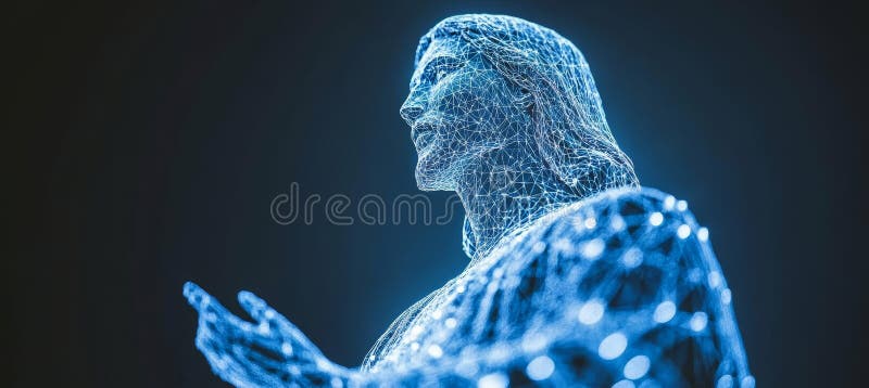 Digital Christ, Wireframe Statue of Jesus Christ, Polygonal Design ...