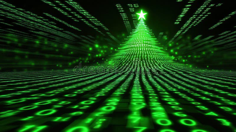 Digital Christmas a Binary Holiday Celebration with Code Data Tree Stock Image - Image of ...
