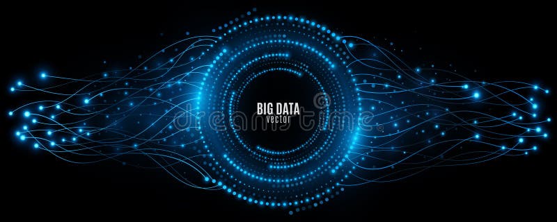 Digital Circles of Glowing Blue Dots with Neural Connectors. Big Data ...