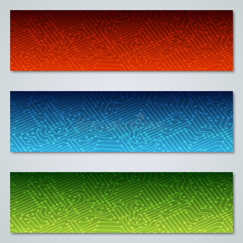Digital Circuit Banners Vector Templates Stock Vector - Illustration of ...