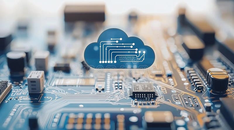 Digital Circuit Board with Cloud Computing Symbol and Futuristic ...