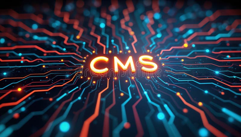 Digital Circuit Board Concept Shows Content Management System. Abstract ...