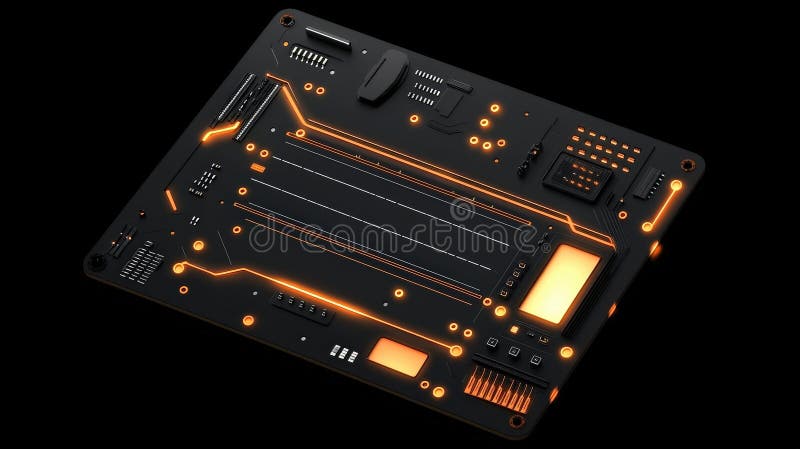 Digital Circuit Board Design with Glowing Elements and Modern ...