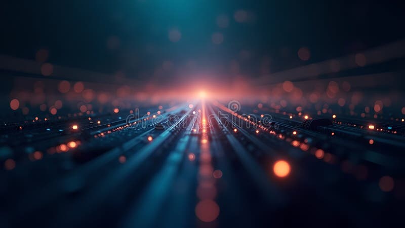 Digital Circuit Board Flowing Data Stream Stock Illustration ...